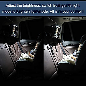 Baby Car Mirror with Light Innokids Dual Mode LED Lighting by Remote Control Clear View of Infant in Rear Facing Back Seat While Night Driving (Black)