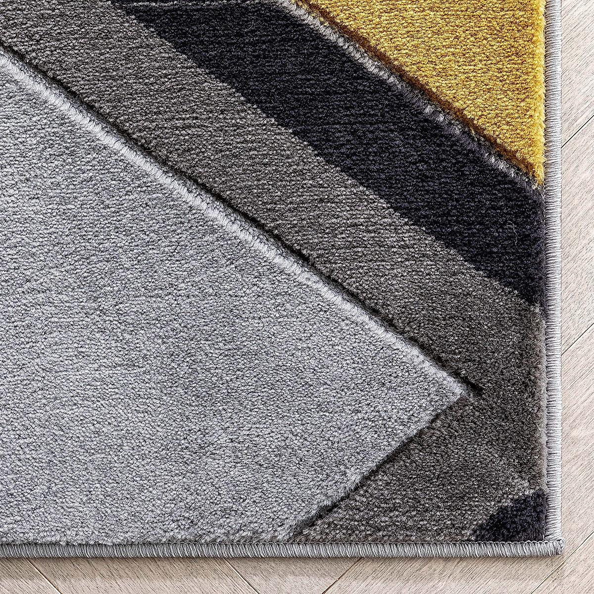 Well Woven Good Vibes Nora Gold Modern Geometric Stripes and Boxes 5'3" x 7'3" 3D Texture Area Rug