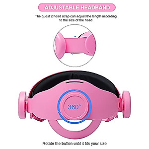MODJUEGO VR Adjustable Head Strap for Oculus Quest 2 Accessories with Silicone Touch Controller Grip Cover,Barbie Pink 6 in1 VR Shell Protector Cover & VR Face Cover Replacement Set