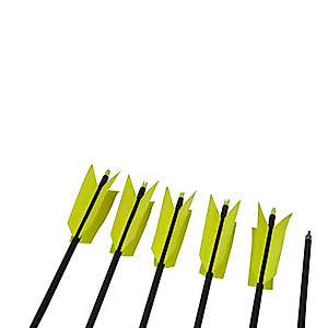 SHARROW 6pcs 30 inch Archery Flu-Flu Arrows Spine 400 Carbon Arrows with Replaceable Broadheads for Compound Bow Recurve Bow Hunting (Types1 Yellow, 6pcs)