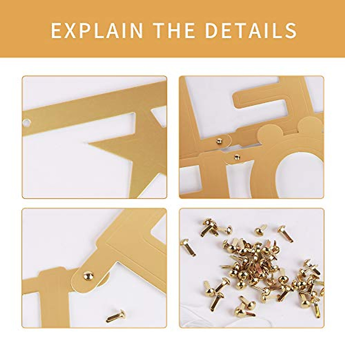 SUNBEAUTY Gold Customizable Letters&Symbols Banner Decoration Kit Party Custom Banner for Birthday Wedding Baby Showers Photo Props Window Decor (Gold)