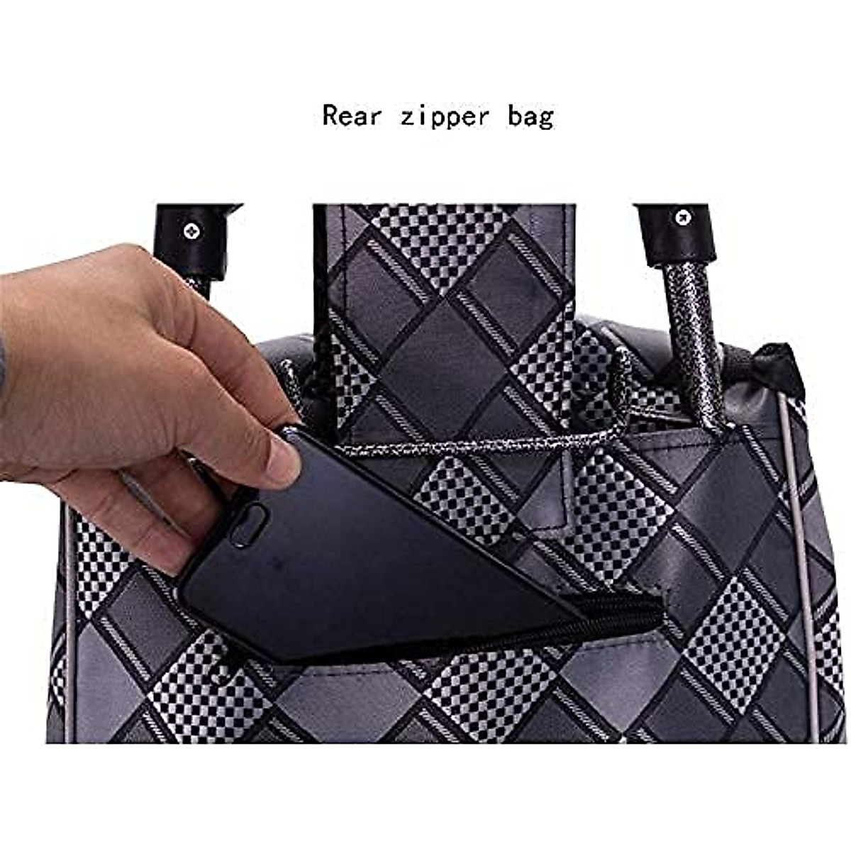 Shopping Trolley on Wheels Multi Function Shopping Cart Large Capacity Light Weight Wheeled Trolley Push Cart Bag with Wheels Pattern Storage Hand Trucks,Red ,