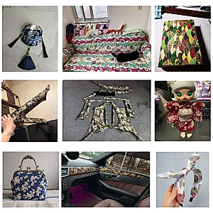 Queenbox 6PCS Japanese Printed Fabric, 15.7x19.6" Furoshiki Cloth, Traditional Sakura Printed Waves Cotton Sewing Fabric for Kimono Cheongsam Bag DIY Quilting