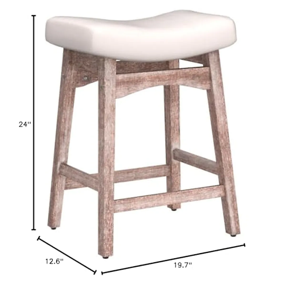 Sophia & William White Bar Stools Set of 2, Counter Height Modern Bar Stools with Linen Fabric Seat & Solid Wood Legs, 24 inch Bar Chairs