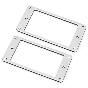 MAXCHEER 2PCS Metal Iron Flat Humbucker Pickup Ring for Electric Guitar Replacement (Chrome)