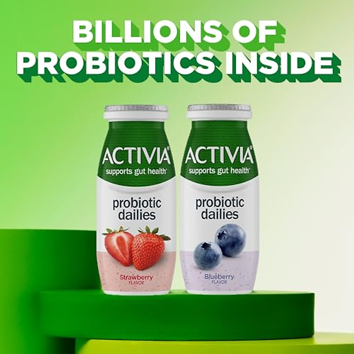 Activia Probiotic Dailies Strawberry and Blueberry Lowfat Yogurt Drinks, Delicious Daily Probiotic Yogurt Drinks to Help Support Gut Health, 8 Ct, 3.1 FL OZ