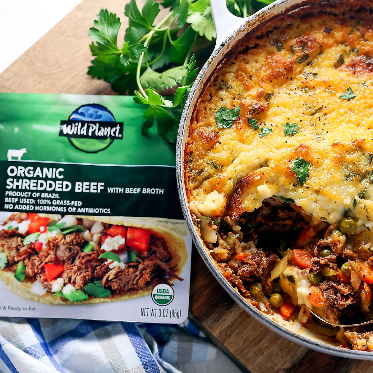 Wild Planet USDA Organic Shredded Beef with Beef Broth and Sea Salt, 3 oz Pouch (Pack of 24)