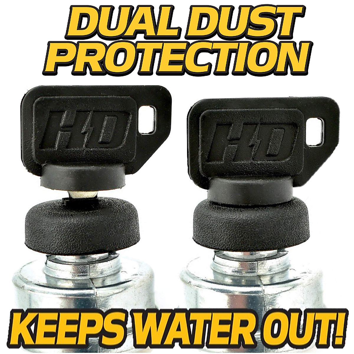 HD Switch Starter Ignition Switch Replaces John Deere AM119111, STX38 (Black Deck) STX46, Sabre Scotts S1642 SN#0-035000 S1742, S2046 SN#0-30000 - Ultimate Dual Protection Upgrade - 2 Keys & Carabiner