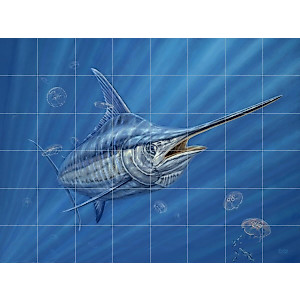 Ceramic Backsplash Tile Mural Fishing Saltwater Fish Underwater Ocean Sea Kitchen/Bathroom/Shower - Out of The Blue - Don Ray