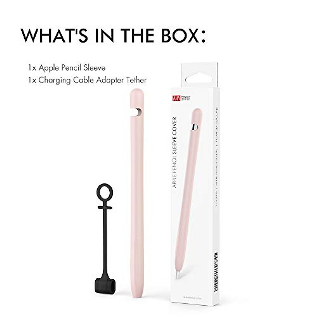 AhaStyle Anti-Slip Case Sleeve Silicone Protective Skin [ Added Cable Adapter Tether Kit] Compatible with Apple Pencil 1st Generation