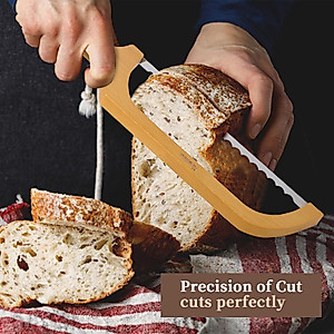 NewmeniDesign Sourdough Bread Knife with Bag: 16'' Sharp Sourdough Slicer with Knife Protector - Cuts Easily Bread Bow Knife for Every Kitchen - Durable Wooden for Fruit Cake Cheese and Baking