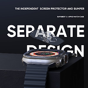 2+2 Pack Suitisbest Case and Screen Protector Compatible with Apple Watch Ultra 2/Ultra 49mm, Clear Waterproof Ultra-Thin Hard PC Bumper Tempered Glass Protective Film for iWatch Ultra 49mm