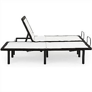Blissful Nights e1 Adjustable Bed Frame with 8" Firm Gel Infused Memory Foam Mattress, Head Only Incline and Wired Remote No Tools Required Assembly (Split King)
