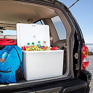 Koolatron Thermoelectric Iceless 12V Cooler/Warmer 36 qt (34 L), Electric Portable Car Fridge w/ 12 Volt DC Power Cord, Gray/White, Travel Road Trips Camping Fishing Trucking, Made in North America