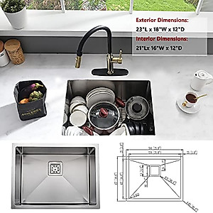 23 Inch Undermount Utility Sink Stainless Steel - Abironl 23×18×12 Undermount Laundry Room Sink 12 Inch Deep Undermount Kitchen Sink 16 Gauge Single Bowl Laundry Sink Outdoor Utility Sink