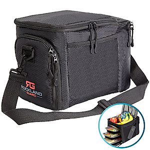 Rockland Guard - Insulated Meal Prep Bag Cooler - Portable Hot or Cold Lunch Box for Meal Management at Work, Gym or Travel. (Black)