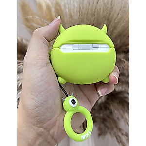 Monster Design Case for Apple AirPods Pro Case Cartoon Cover Silicone Shockproof 3D Cute Kawaii Protective Case Anti-Fall Headphone Case for Airpod Pro Case (Airpods Pro, Green Monster)