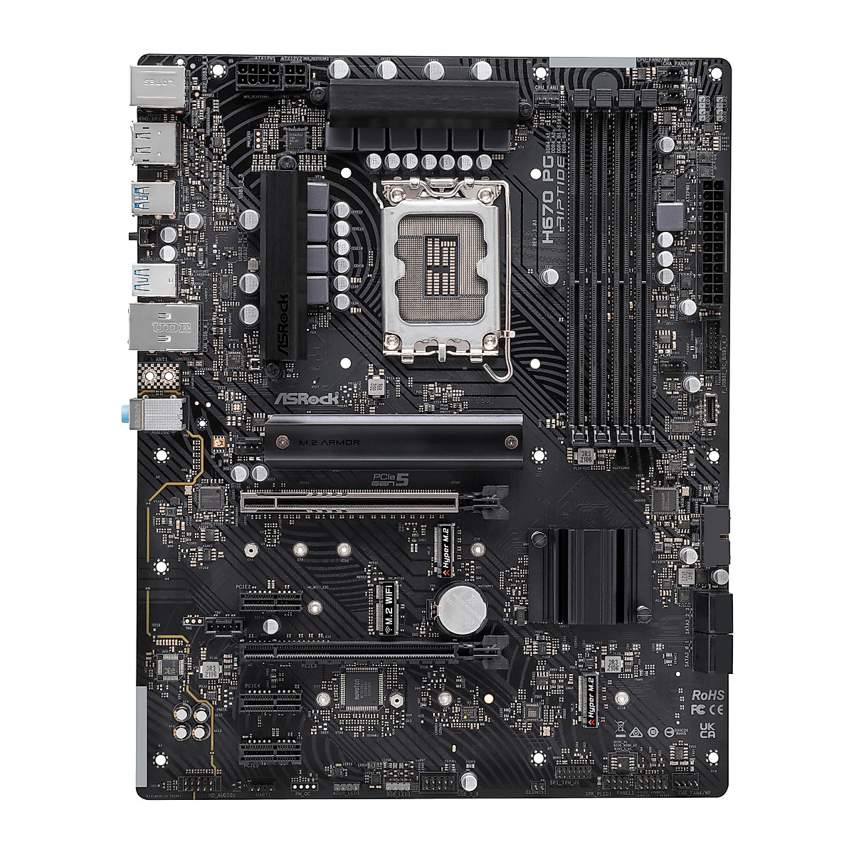 ASRock Motherboard H670 PG Riptide Intel H670 Series CPU (LGA1700) Compatible H670 ATX Motherboard