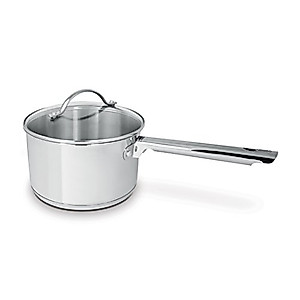 Cuisinox Deluxe Stainless Steel Covered Saucepan with Glass Lid, 1.4 Quarts