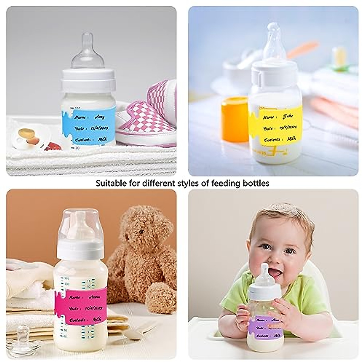 Newmemo Baby Bottle Labels - 12 PCS Reusable & Waterproof