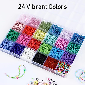 AnutriON 12000pcs 3mm Tiny Color Glass Seed Beads for Bracelets Making Kit and Smile Face Charm Beads Letter Beads for Friendship Bracelets Jewelry Making Necklaces and DIY Crafts Gifts
