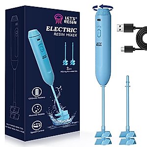 LET'S RESIN Upgraded Resin Mixer Electric, Double Mixing Effect & Speed Control Handheld Epoxy Mixer with Minimizing Bubbles, Rechargeable Resin Supplies for Resin,Liquid Silicone