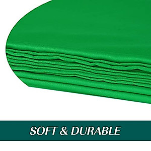 Emart 5x7ft Green Screen Backdrop, Polyester Wrinkle-Resistant Curtain Fabric, Chroma-Key greenscreen Cloth Sheet for Zoom, Including 2 Spring Clamps Suitable for Photoshoot, Interview, Live Stream