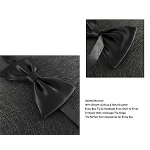 GUUNIEE Mens 100% Silk Pre-tied Bowtie Solid Bow Ties
