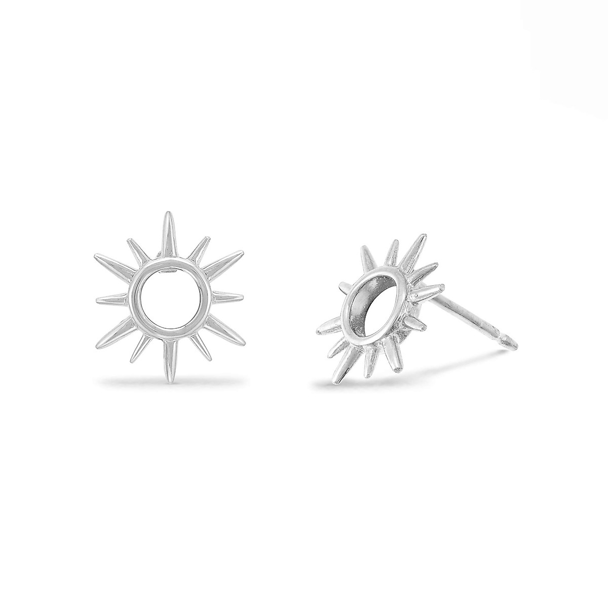 Boma Jewelry Sterling Silver Sunburst Sun Open Circle Stud Earrings