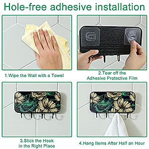 Adhesive Hooks Towel Hooks, Wall Hooks Stick on Bathroom/Kitchen/Bedroom Roses Dragonflies