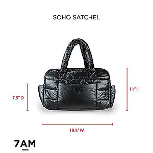 7AM Voyage Baby Diaper Bag – SoHo Satchel Large Waterproof Diaper Bag Tote with Stroller Straps, Multifunctional Gym Bag & Travel Tote Bags with Padded Straps Includes Changing Pads | (Black Polar)