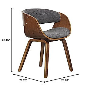 Porthos Home Charleston Side Chair with Solid Wood Construction, upholstered Linen-Like Fabric, Polished bentwood Frame, Grey