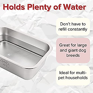 PEDAY Large Dog Water Bowl 304 Stainless Steel Extra Large Dog Bowl for Big & X-Large Dogs
