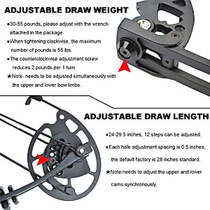 AMEYXGS Archery Compound Bows Kit Draw Weight 30-55 lbs Hunting Bow IBO 310fps Adults Archery with Hunting Accessories - Right Handed (Black)