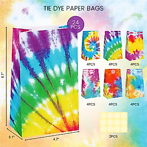 STARRKY 24PCS Party Favor Bags, Tie Dye Gift bags, Camouflage Treat Bags Kids Birthday Party Gift Bags Goodie Bags Retro Tie Dye Party Decorations