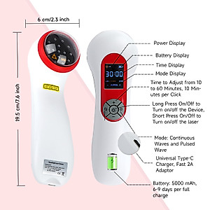 Portable Infra Red Cold Laser Light Therapy Device for Dog Pain Relief 5000mAh Low Level Infrared Laser Therapy Machine Pet 808 650nm Professional Vet LLLT Horse Healing Treatment Home Muscle Relax