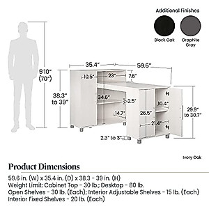 SystemBuild Evolution Camberly Hobby & Craft Desk w/Storage Cabinet in Ivory Oak