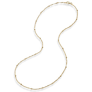 Miabella Italian 18K Gold Over Silver Italian Singapore Bead Chain Station Necklace for Women, Made in Italy (Length 18 Inch (women's average length))