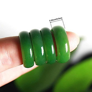 BJIMIDTI Jade Ring- Natural Green Hetian Jade, Green Jade Rings for Women Men, Jade Jewelry Crafts Gifts for Women(Ring Size:8)