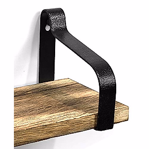 Greenco Rustic Floating Shelves, Decorative Wall Mounted Storage Shelves For Living Room, Dining Room, Office, Bedrooms- Set of 3