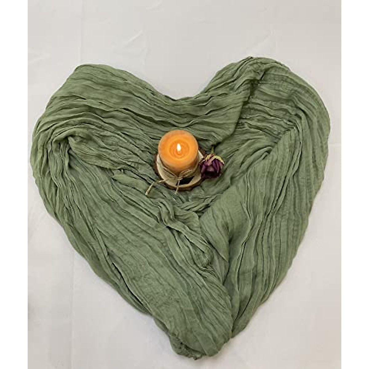 Cheesecloth Table Runner Terracotta 35x118in Wrinkle Gauze Table Runner 10ft for Wedding Party Decor Backdrop (SAGE Green)