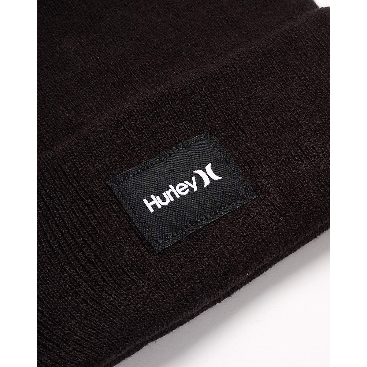 Hurley Men's Winter Hat - Seaward Patch Cuffed Beanie, Size One Size, Black