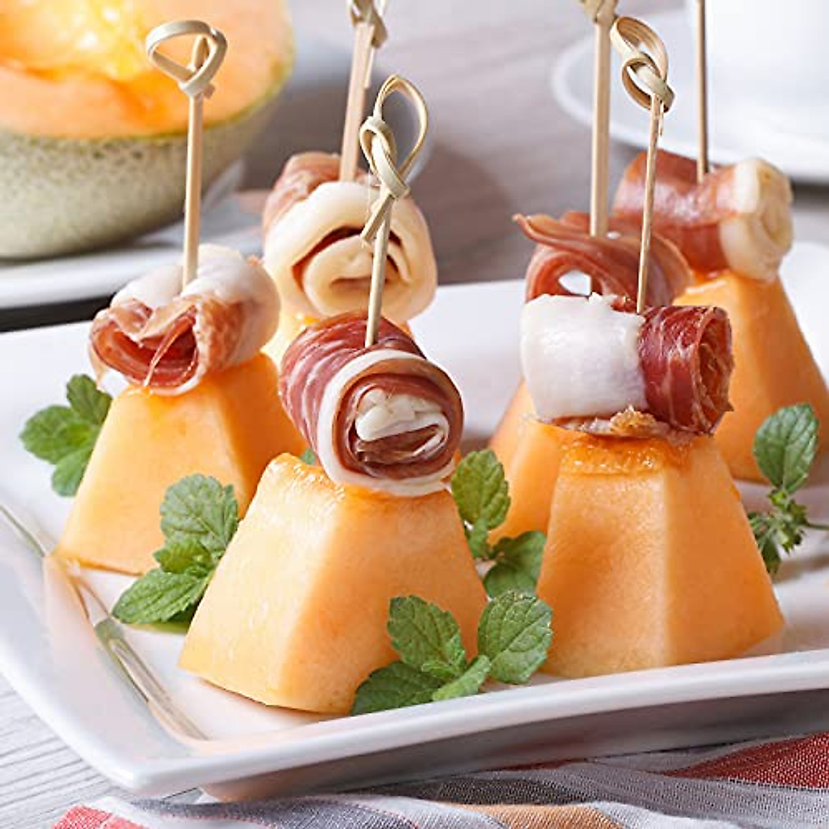 Minisland 200 Pcs Premium Bamboo Knot Cocktail Picks 4.7 Inch Long Fancy Toothpicks for Appetizers Party Food Fruit Drinks Garnish Skewer Sticks -MSL160