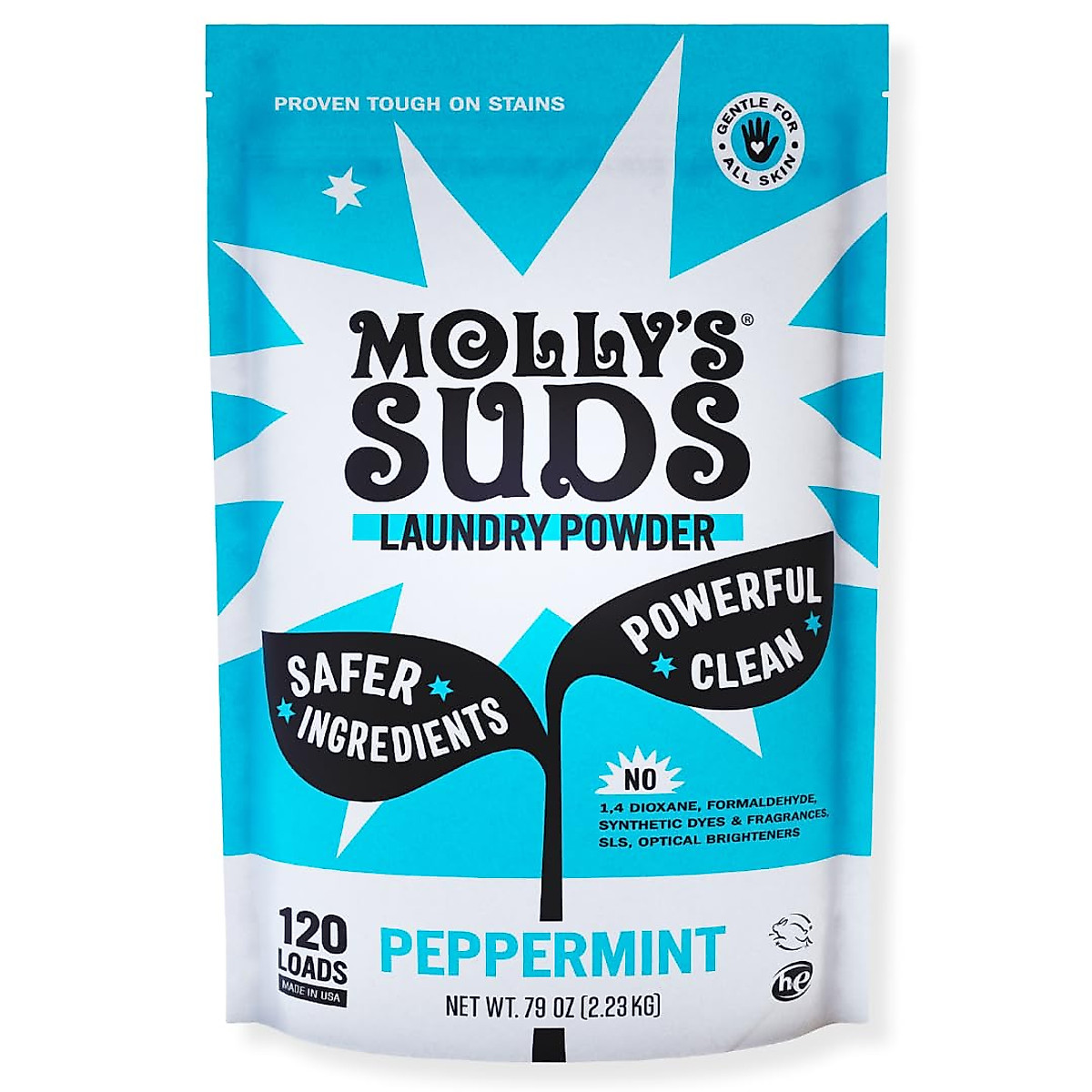 Molly's Suds Original Laundry Detergent Powder | Natural Laundry Detergent for Sensitive Skin | Earth-Derived Ingredients, Stain Fighting | 120 Loads