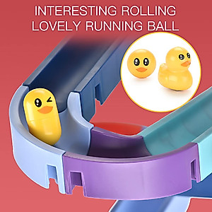 66 PCS Large Slide Construction Bath Toys (Height 25.6") for 3+ Years Old Toddlers, Waterfall Shower Tracks Bathtub Toys Gift for Girls Boys