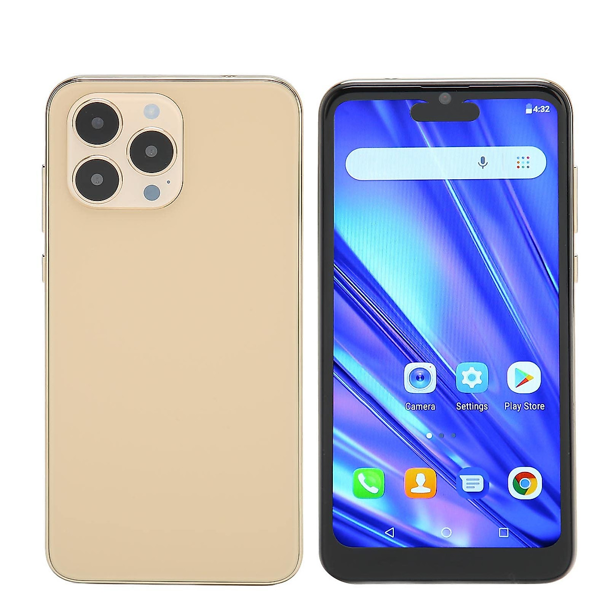 ciciglow I14 Pro Smartphone, 6.1 Inch 4G Mobile Phone, 4GB RAM 32GB ROM, 1080x2320 HD Display, 8MP+8MP Camera, 4800mAh, Face ID, GPS, WiFi, Bluetooth (Gold)