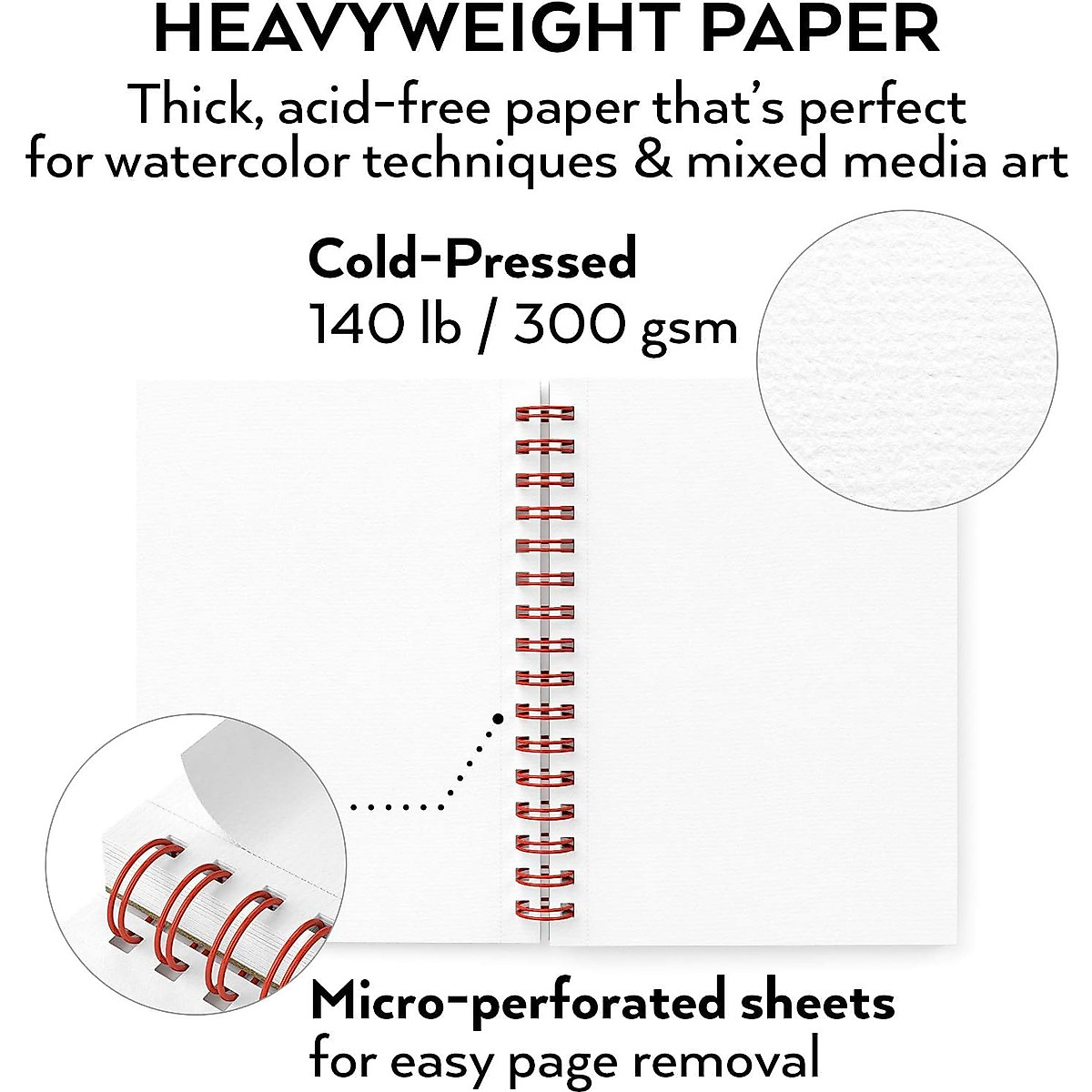 ARTEZA Watercolor Paper, Pack of 3, 30 Sheets Each, 5.5x8.5 Inches Watercolor Pad, 140lb/300gsm, Cold Press, Acid Free Art Paper