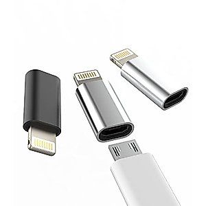 Micro USB to Lightning Adapter（3 Pack）Fast Charging Data Transmission Converter Micro USB Female Cable to Lightning Male Connector Compatible for Apple Iphone 13 12 11 Pro Max Mini Xr Xs X 8 7 6 Ipad