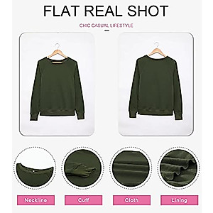 Dokotoo Womens Fashion Classic Loose Fit Ribbed Raglan Long Sleeve Crewneck Casual Solid Sweatshirts Winter Tops Blouses T Shirts Pullovers Plus Size Outerwear Green XX-Large