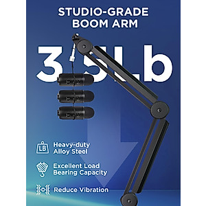 InnoGear Mic Boom Arm Microphone Stand Cable Management for Blue Yeti FIFINE AM8 K669B HyperX QuadCast S SoloCast AT2020 Shure SM7B MV7 and Other Microphone